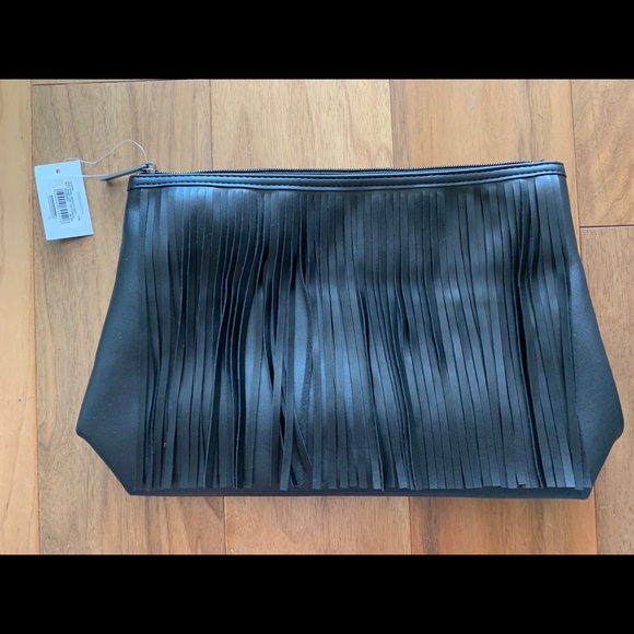 space nk | Bags | Nwt Space Nk Beauty Makeup Bag Clutch Fringe Black ...